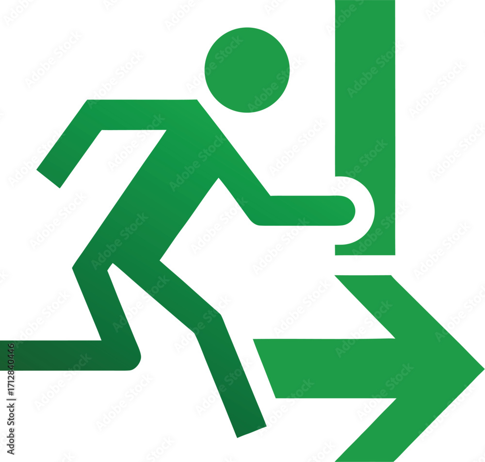 เวกเตอร์ Stock Emergency Exit Sign – Running Man to Door with Arrow ...