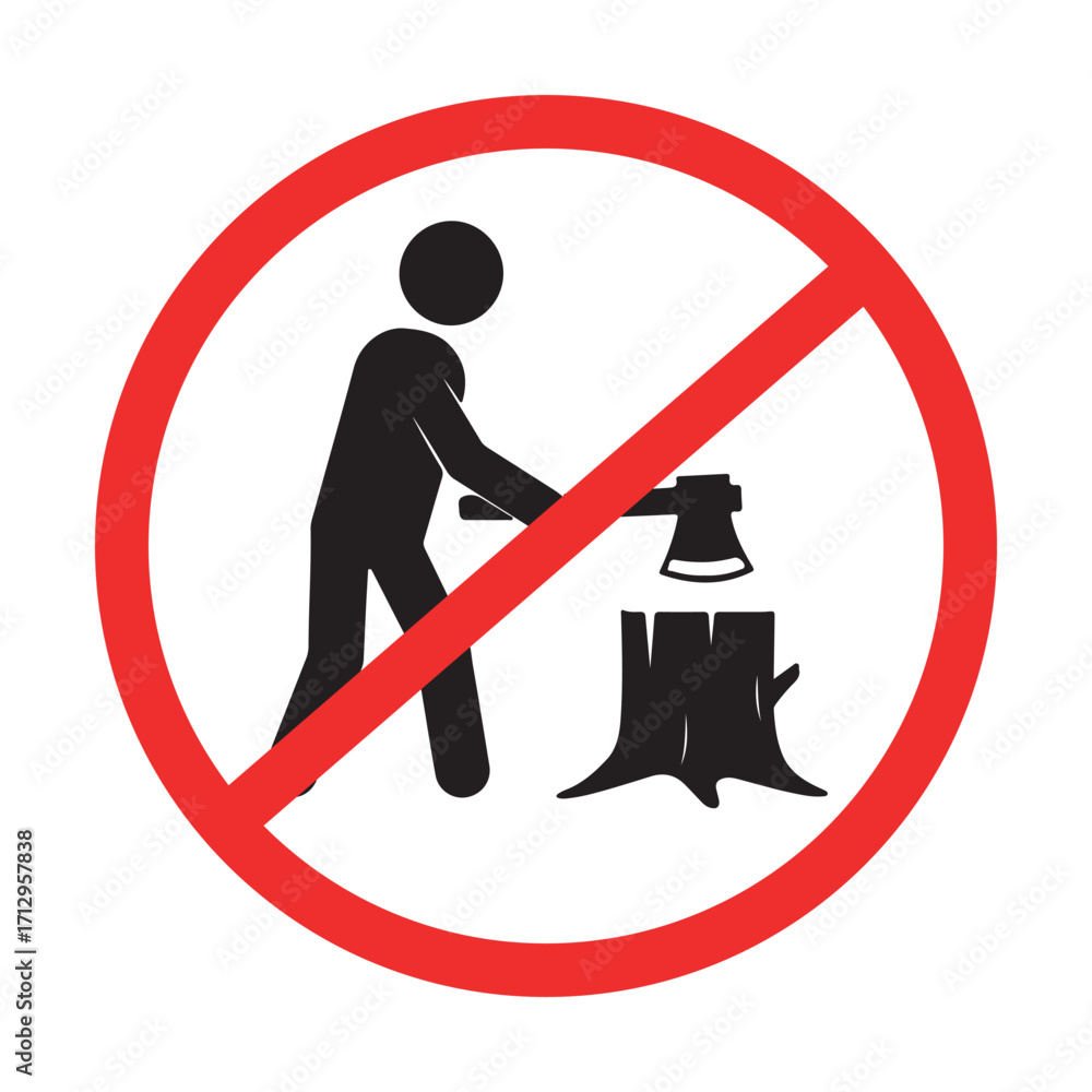 no tree cutting sign symbol stop deforestation prohibition warning save ...