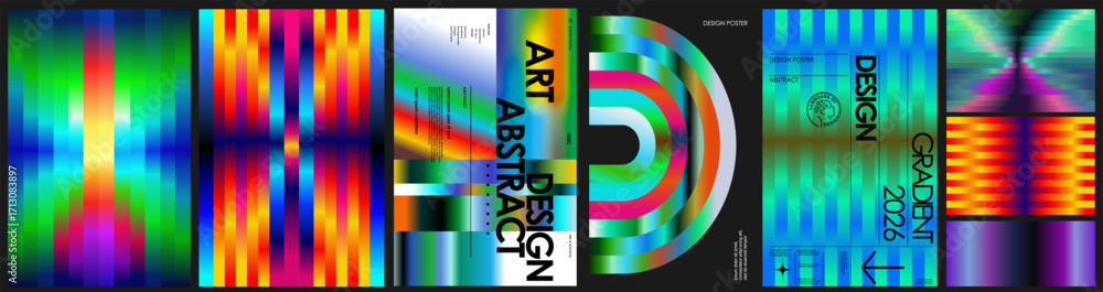 Futuristic abstract gradient design with vibrant neon colors, geometric shapes, and modern ...