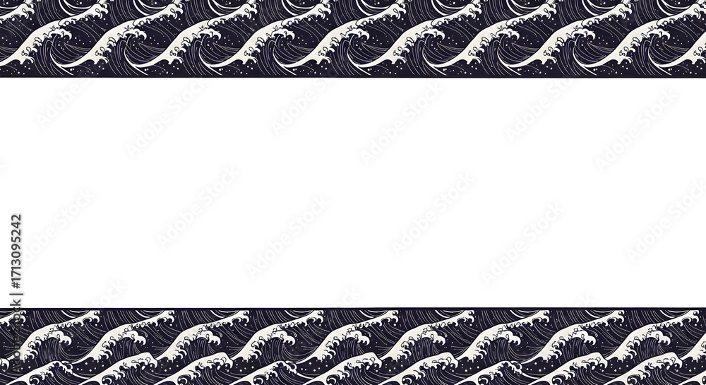 Dynamic Japanese wave pattern border brings powerful ocean energy to ...