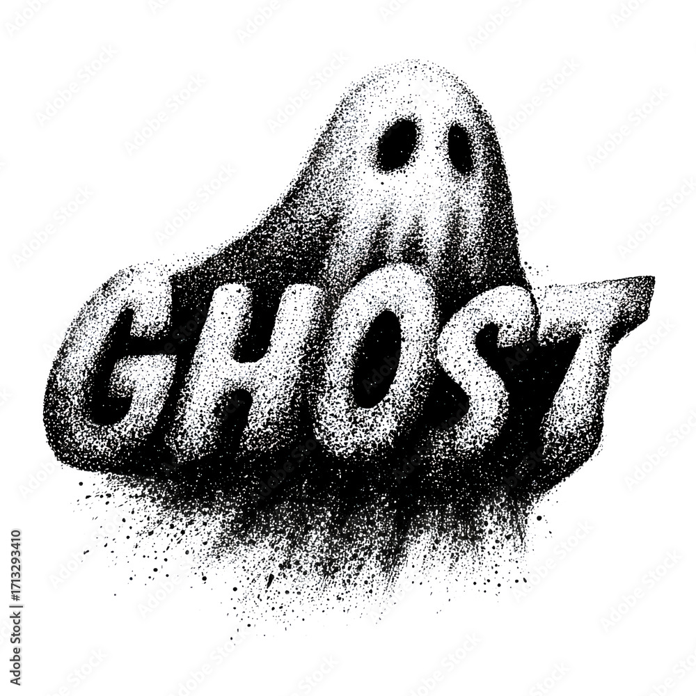 Stock-Illustration „Stylized ghost illustration with the word "GHOST ...