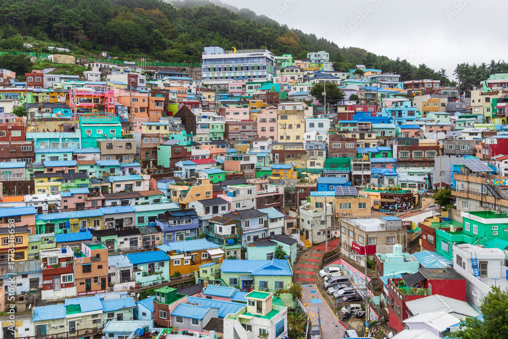 Busan, South Korea - 01 Sep, 2025 - Colorful hillside houses at ...