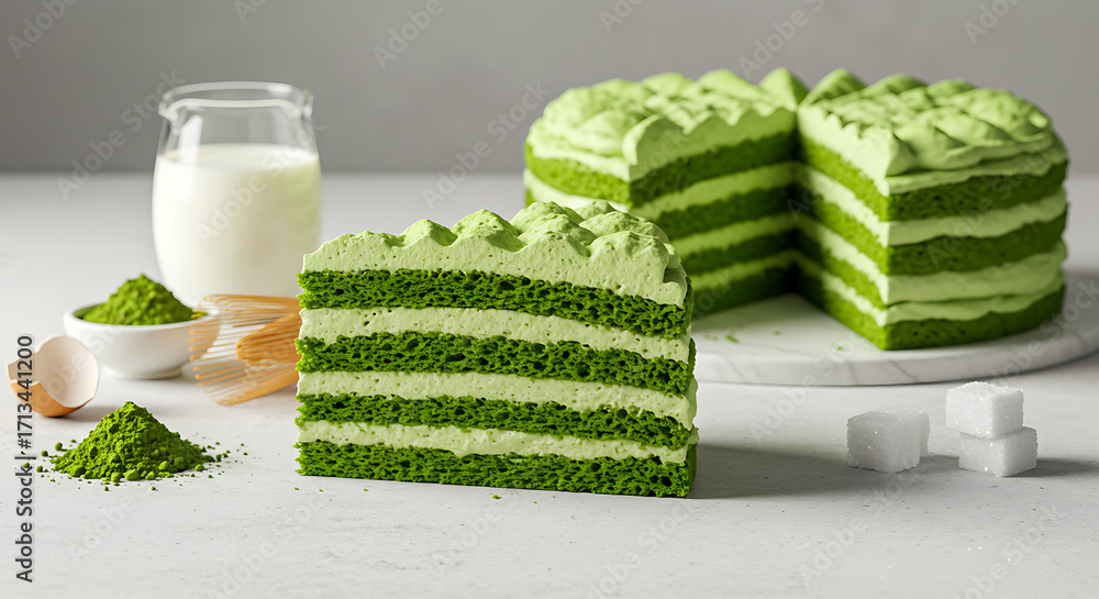 Foto de Stock Matcha layer cake | A layered matcha cake with multiple ...