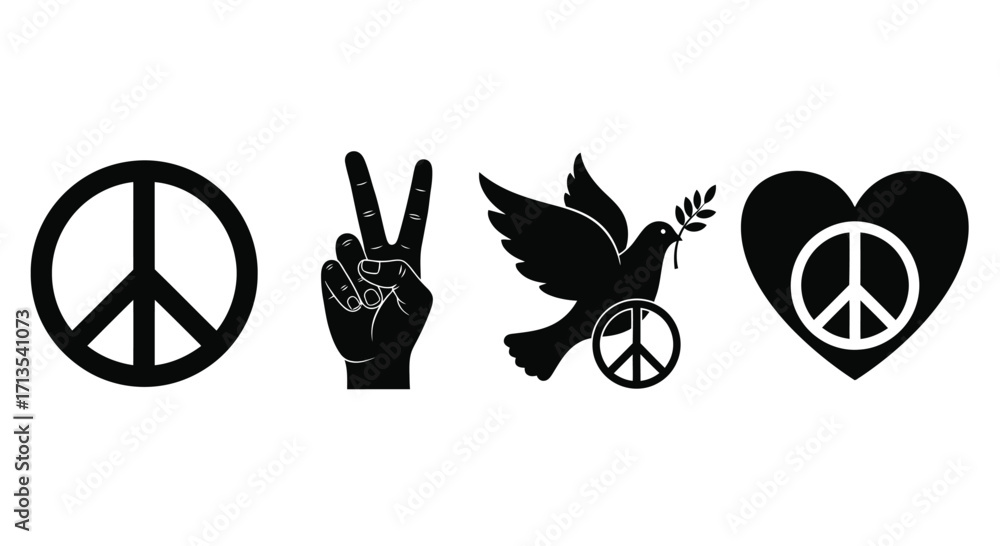 Peace symbols collection diverse iconic representations of harmony and ...