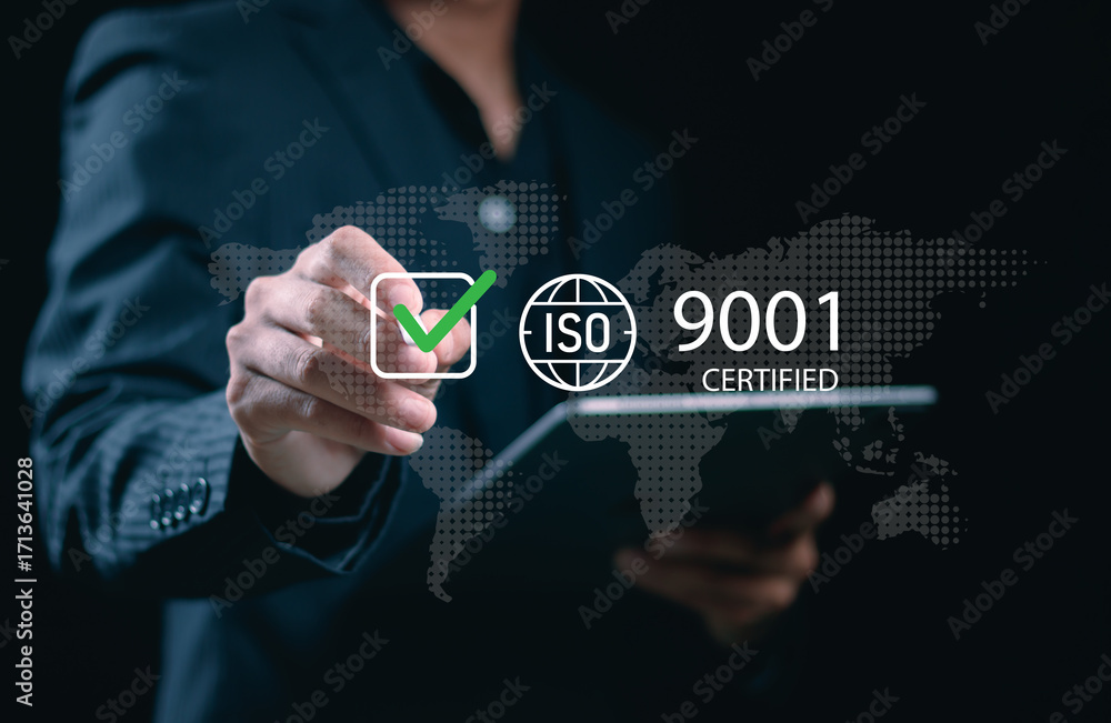 ISO 9001 Standard certification standardisation quality control concept ...