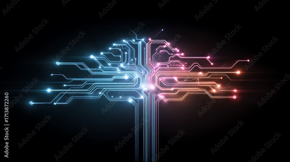 Business Process Mind Map Abstract Glowing Flowchart Central Hub ...