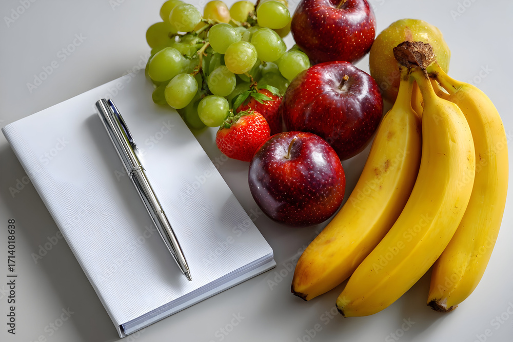 Healthy Eating Concept of Dieting With Fresh Fruits and Note for Meal ...