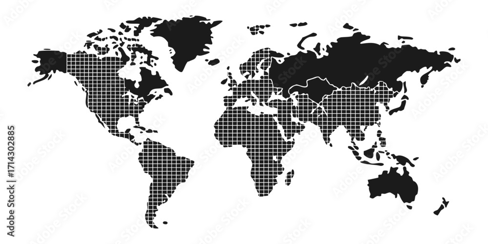 World Map With Grid Texture. These vector pictograms of a globe, earth ...