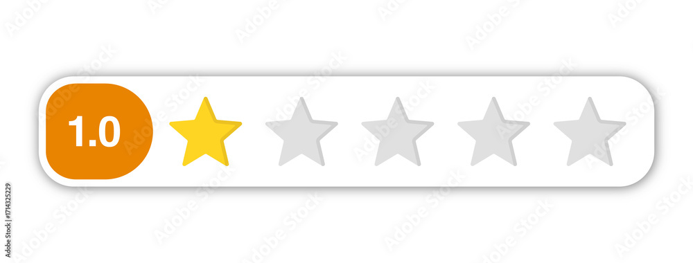 1.0 star rating PNG with transparent background, poor review icon with ...
