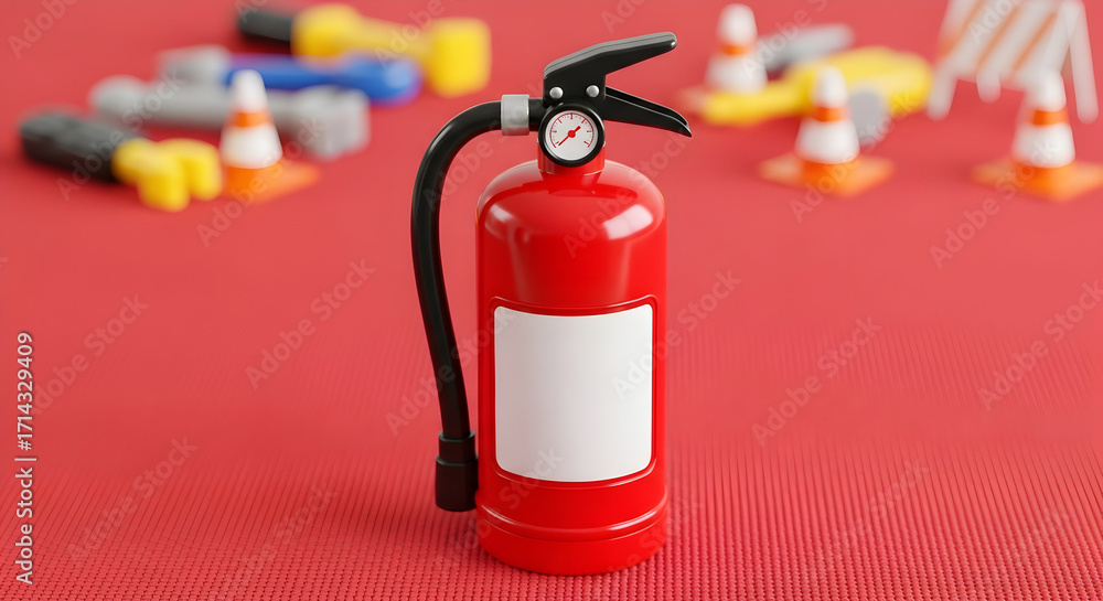Ensure safety first with bright red fire extinguisher, perfect for ...