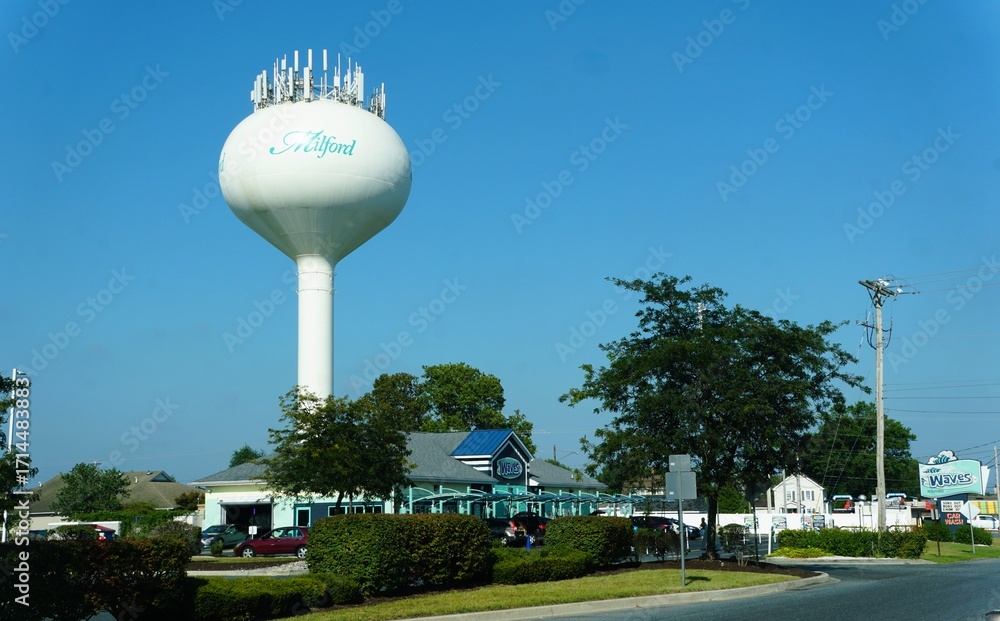 Milford, Delaware, U.S - Aug 30, 2025 - Milford's iconic water tower, a ...