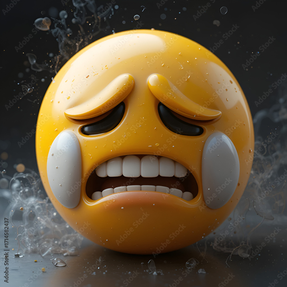 sigh emoji, 3d style emoticon Stock Photo | Adobe Stock
