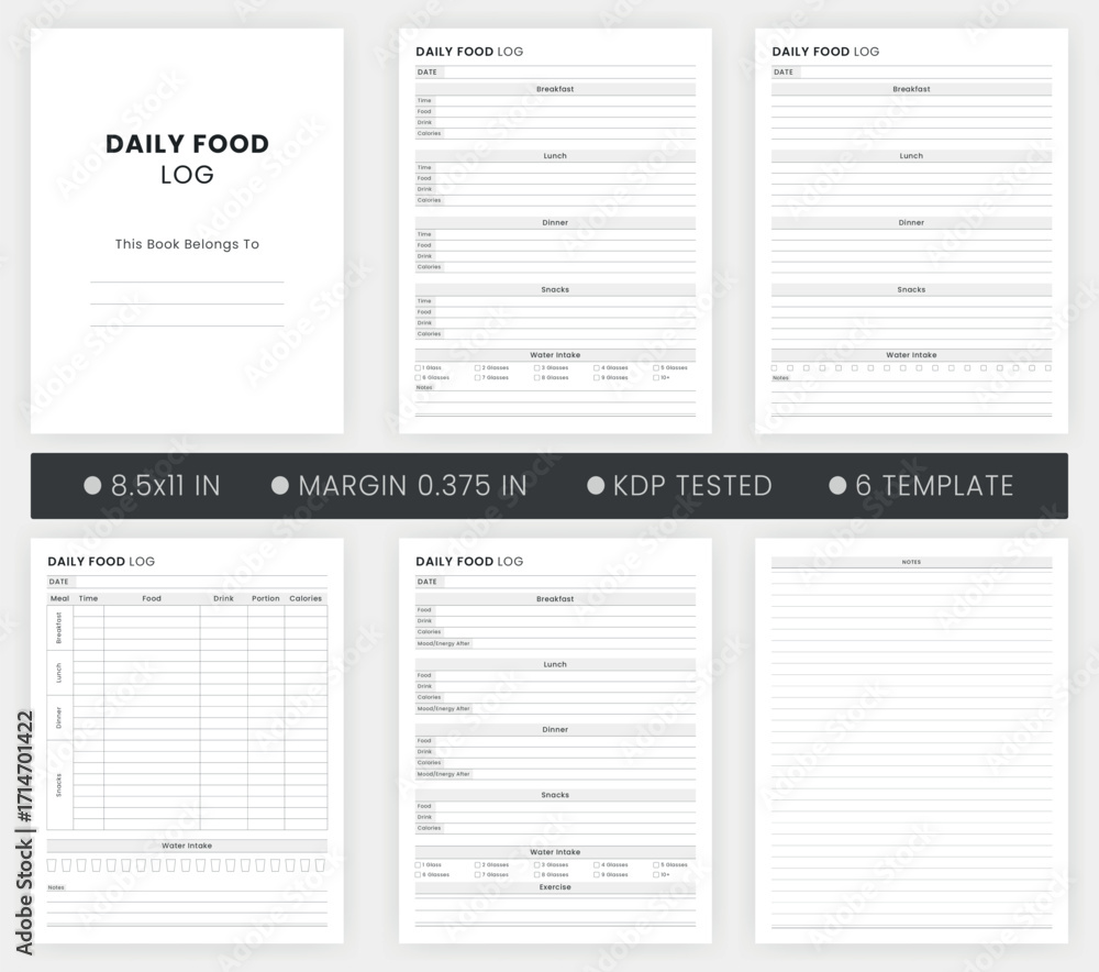 Daily Food Log Printable, Food Log Template, Daily Food Tracker ...