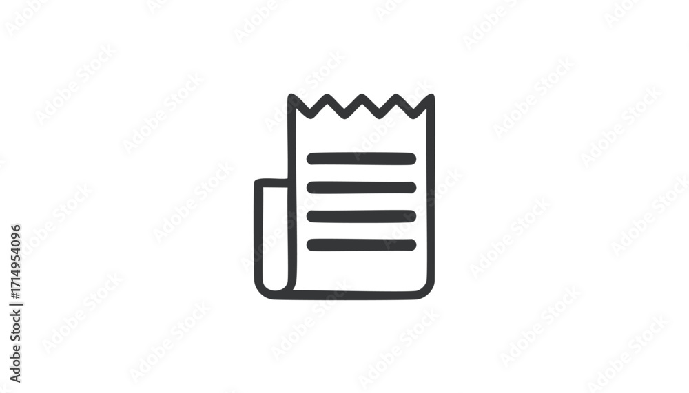 Hand drawn receipt icon with jagged top edge Keywords: receipt, bill ...