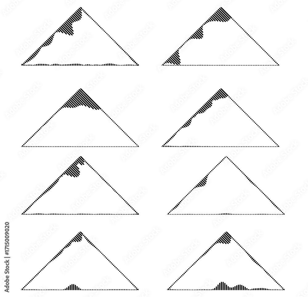 Black triangular audio spectrum visualizer icons, abstract sound ...