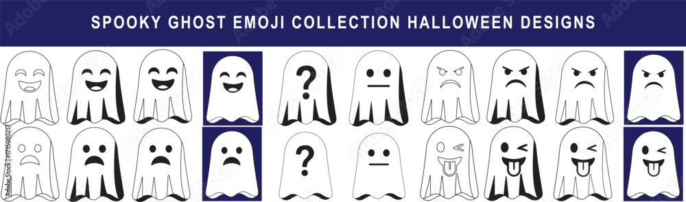 Collection of ghost emojis expressing different emotions. Ideal for ...