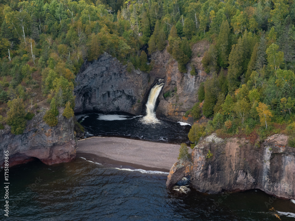 Aerial view of Minnesota North shore of Lake Superior, beautiful ...