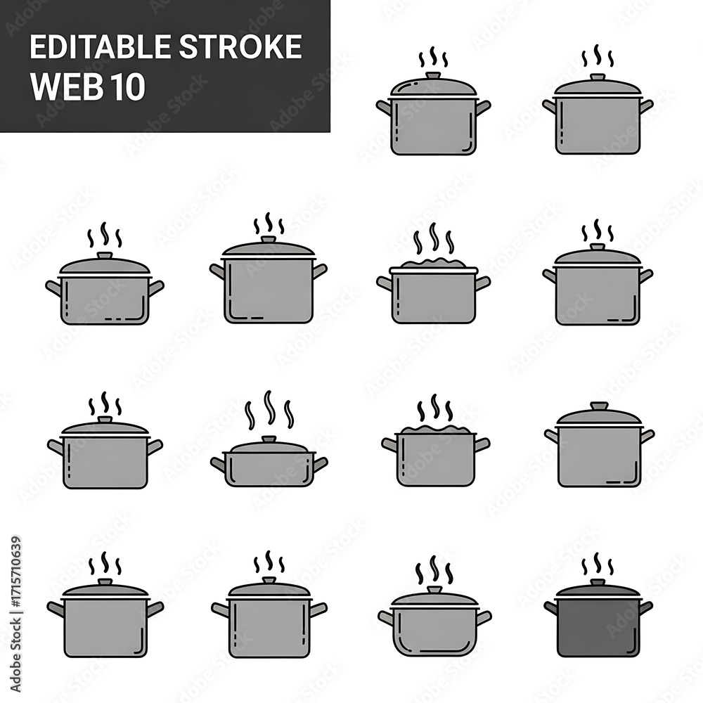 Photo Stock Various stages of cooking in a set of simple, gray-toned ...