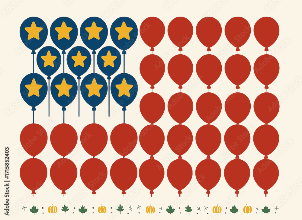 Helium Balloon Grid Forming the U.S. Flag with Star Balloons and Stripe ...