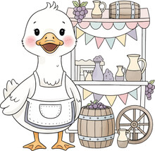 Cartoon Geese With Shopping Carts Free Stock Photo - Public Domain Pictures