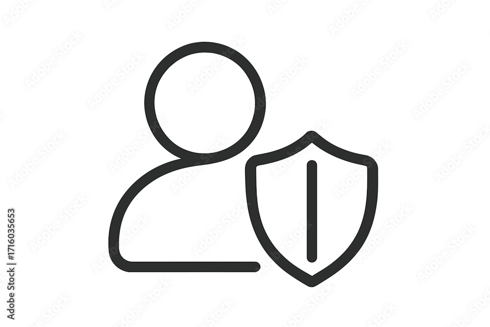 User protection icon with shield. Concept of security, safety, and ...