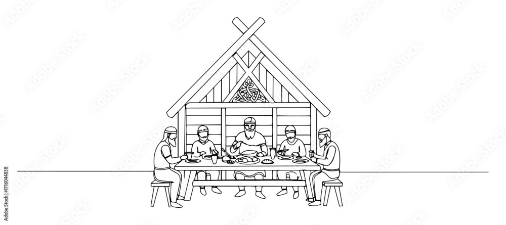 vikings feasting in a longhouse mead hall a historical celebration ...