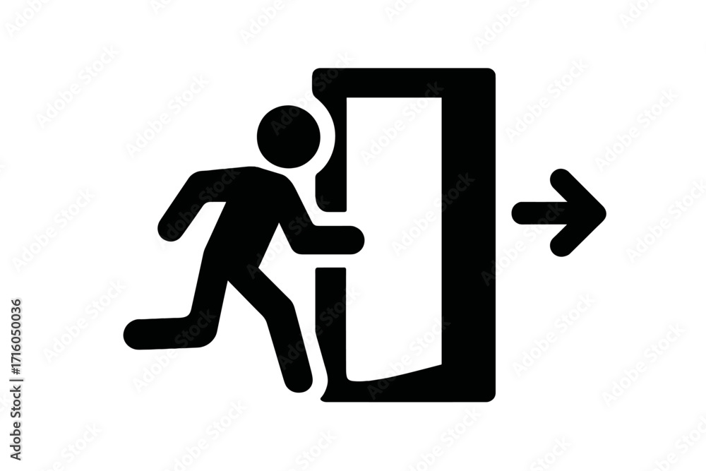 Emergency exit symbol. Man running to a door. Evacuation route icon ...