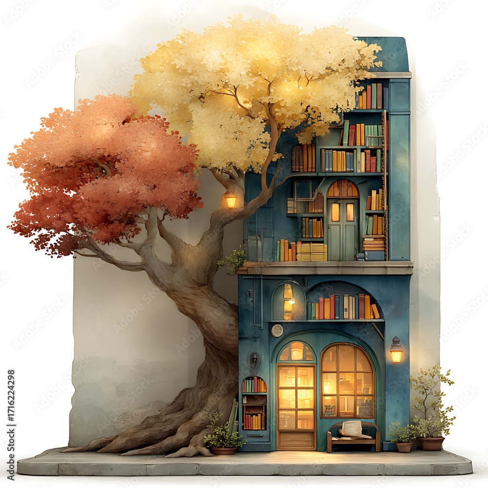 Storybook inspired tree library high resolution picture Stock ...