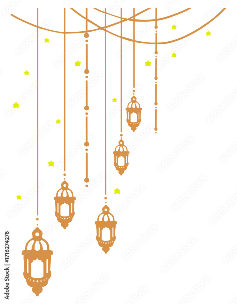 Islamic lantern Ramadan decoration. Fanous. Editable color vector Stock ...