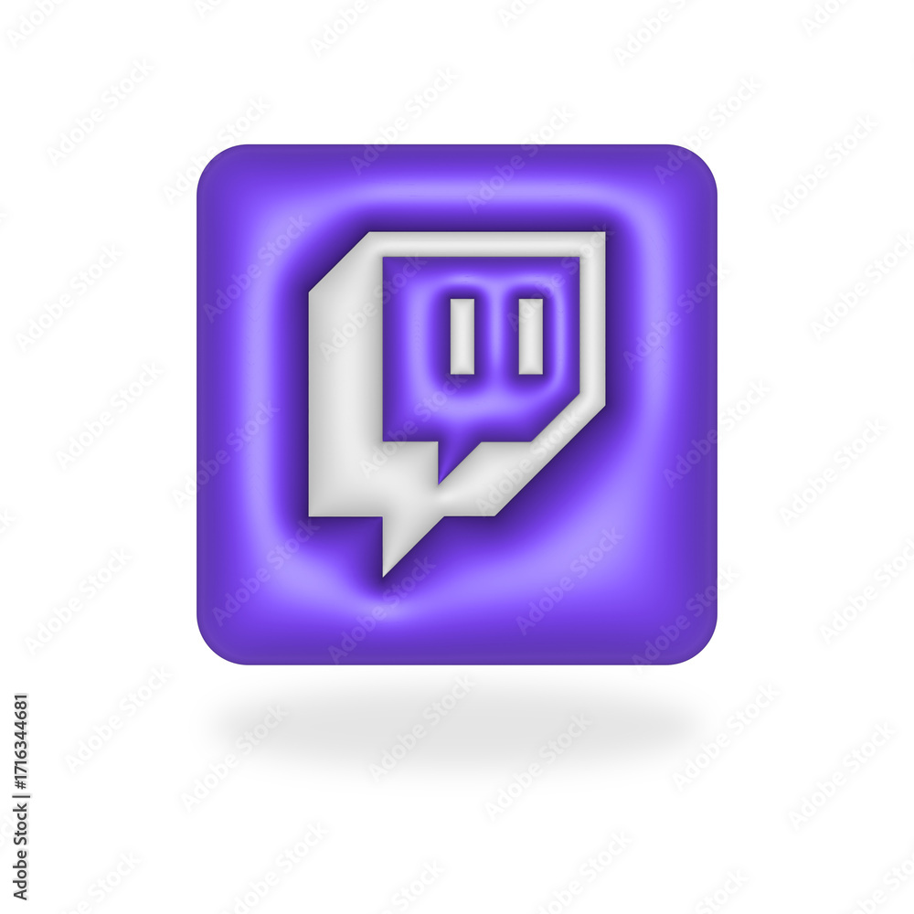 Twitch 3D logo icon transparent PNG square shape, Twitch social media ...