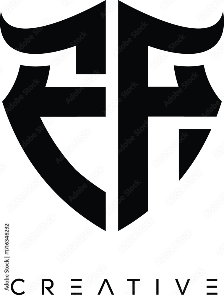 FP Shield Monogram Logo with Bull Horn – Bold Emblem Symbol for ...