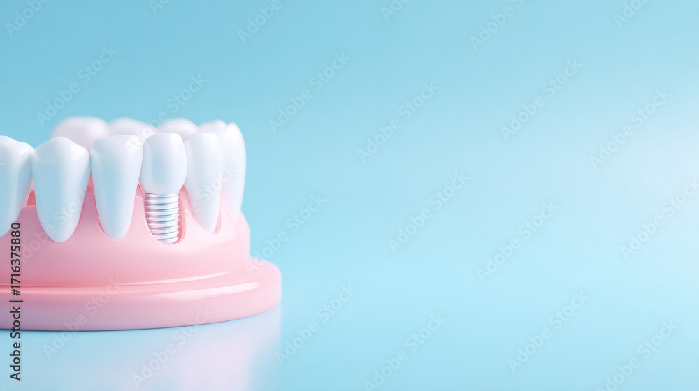 Dental implant model showing artificial tooth replacement. Modern ...