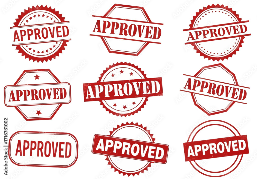 Collection of Red Approved Stamps Showing Official Confirmation and ...