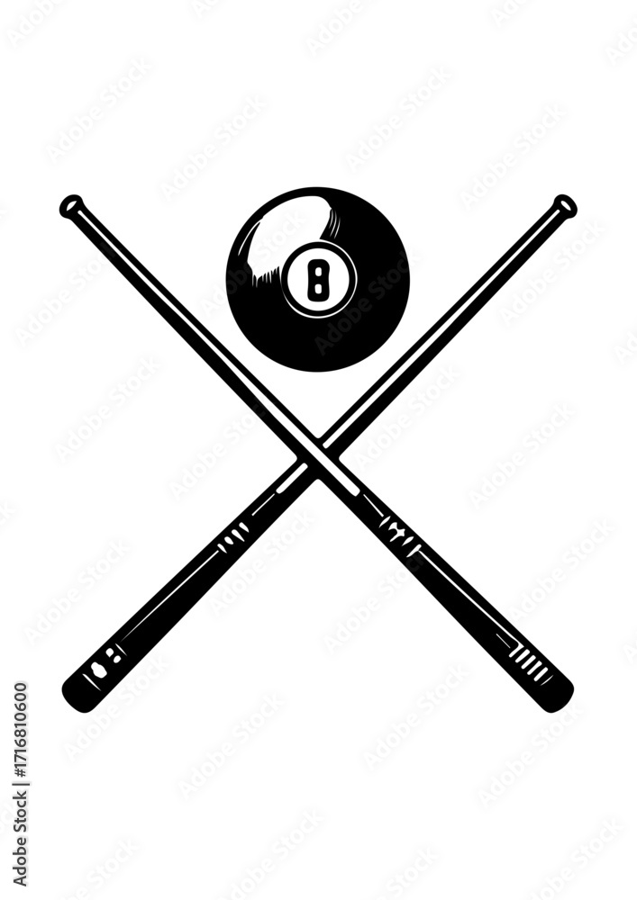 Crossed Pool Cues and 8-Ball Logo Stock Vector | Adobe Stock