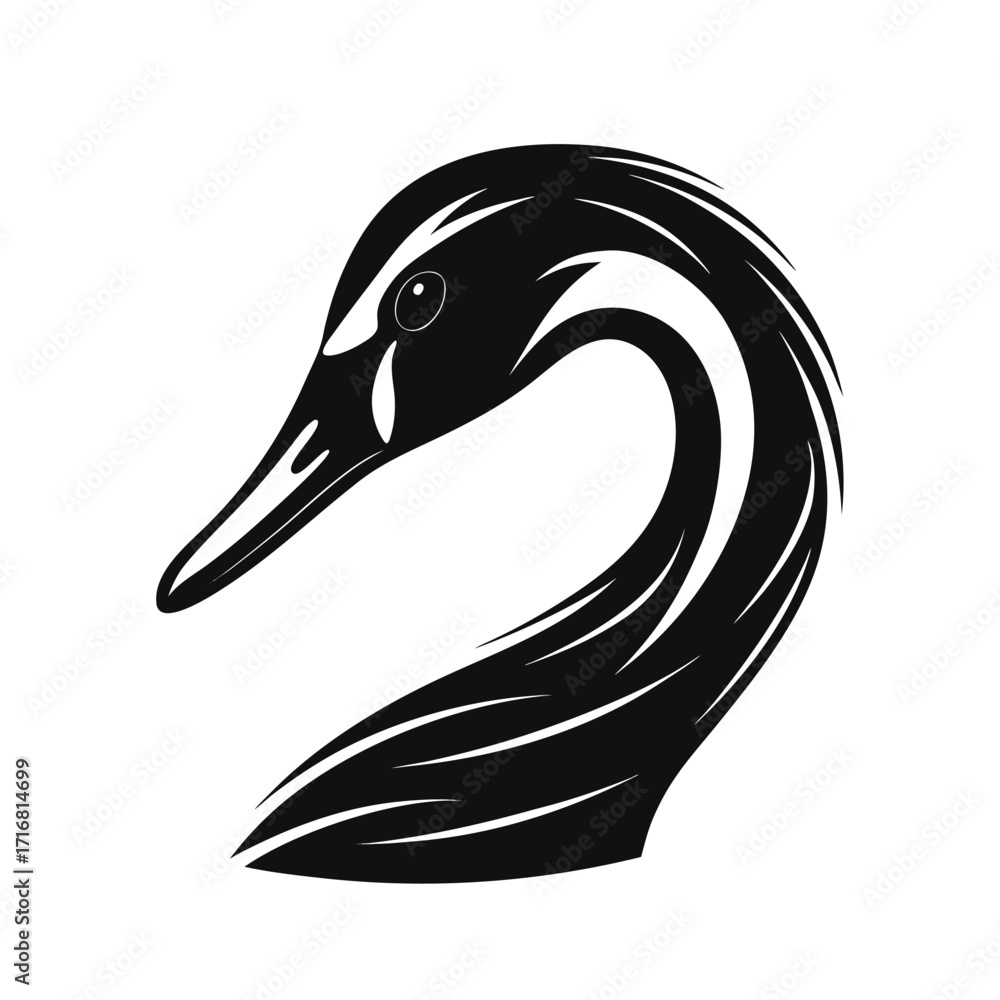 Elegant mute swan head silhouette for banners and advertisements Stock ...