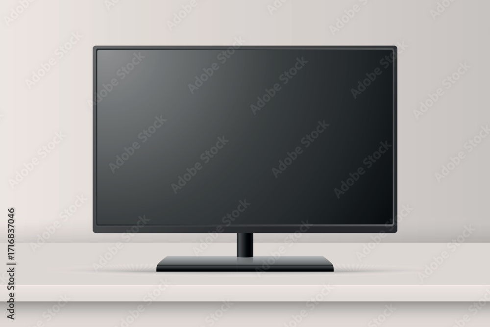 Vector 3d Realistic Monitor, TV Screen. Flat Monitor Display Mockup ...
