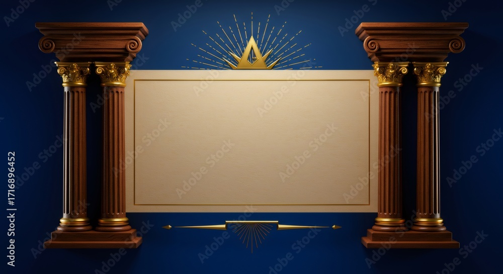 Illustration Stock Archway with masonic pillars and an inner rectangle ...