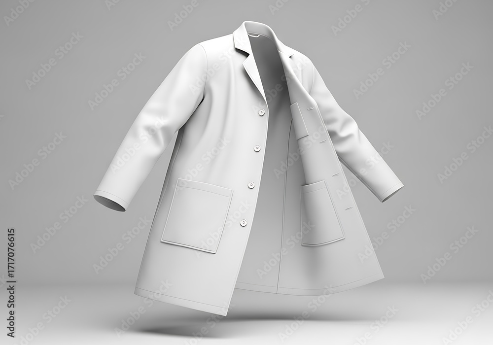 White blank lab coat mockup, wide open and dynamic, perfect for ...