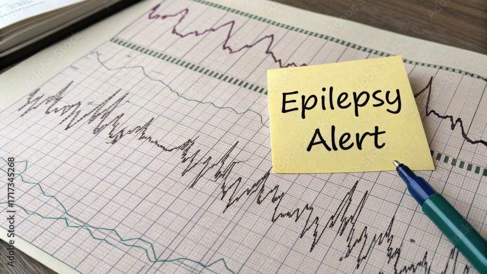 Medical Alert for Epilepsy on Graphical Chart with Sticky Note ...