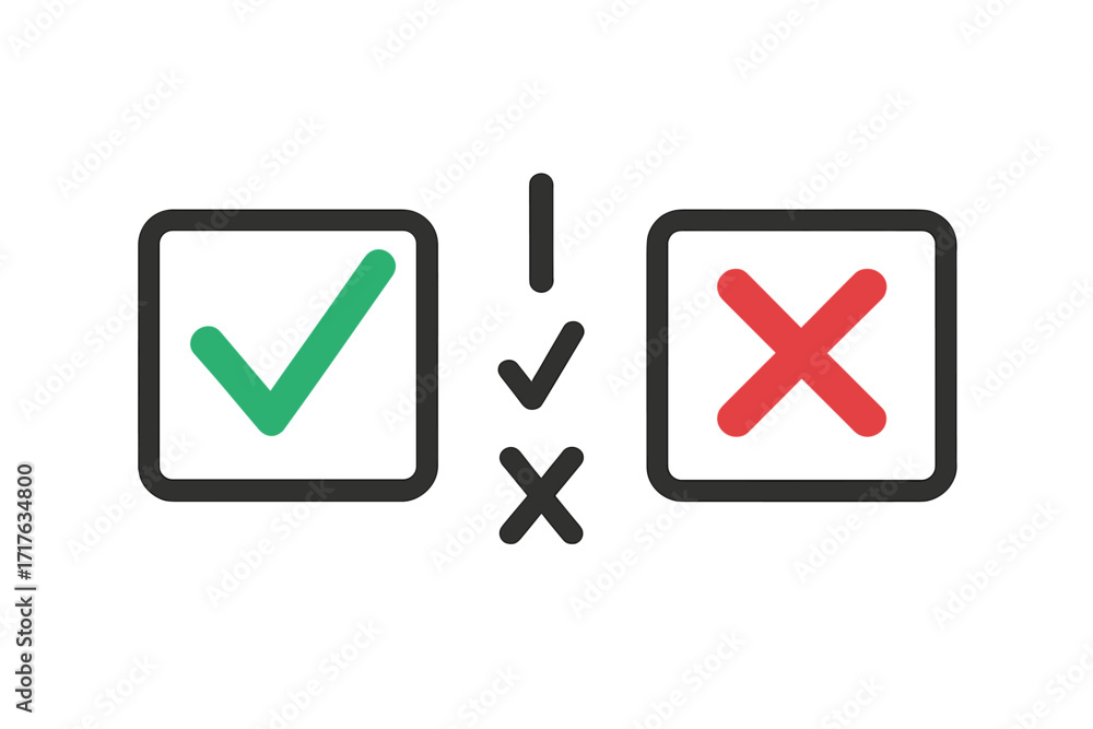 Vector de Stock Choice between do's and don'ts. Yes or no checkboxes ...
