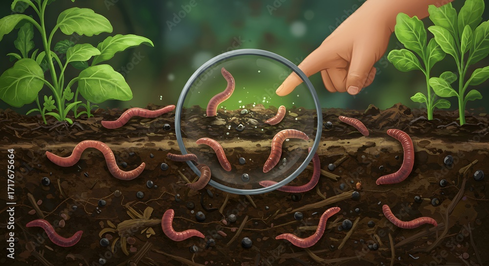 Observing Earthworms and Plant Roots in Healthy Garden Soil with a ...