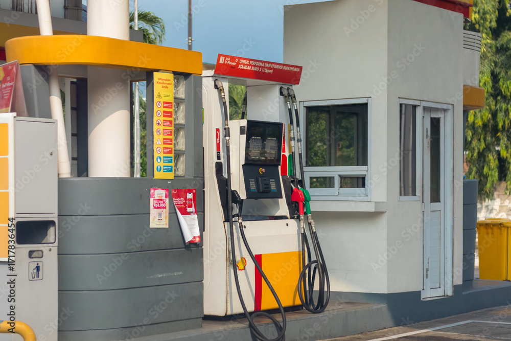 Jakarta, Indonesia - September 17, 2025: A fuel dispenser pump at a ...