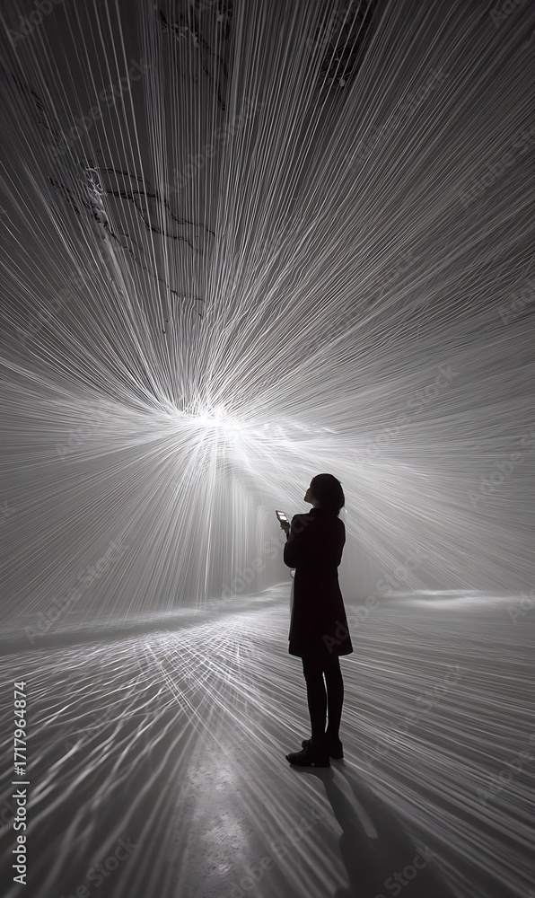 Ilustracja bez tantiem: Volumetric light beams passing through liquid ...