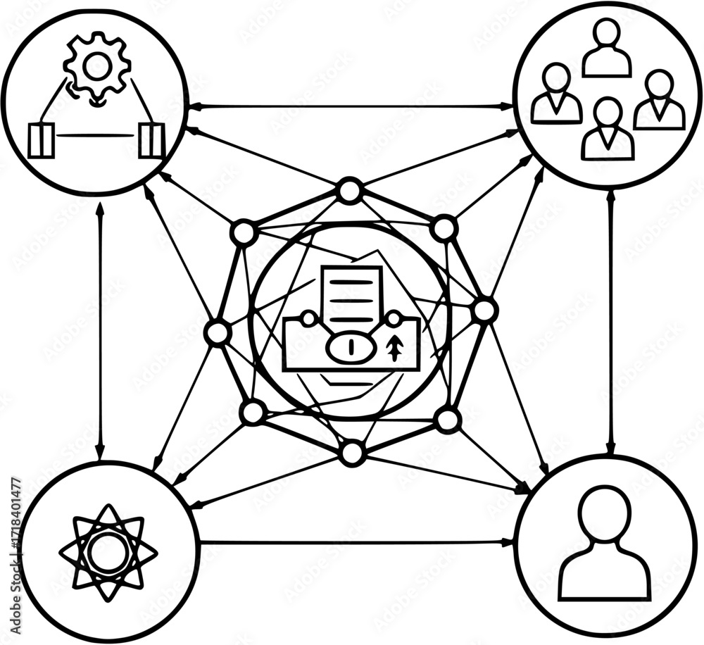 Workflow automation process flowchart diagram with gear and check marks ...