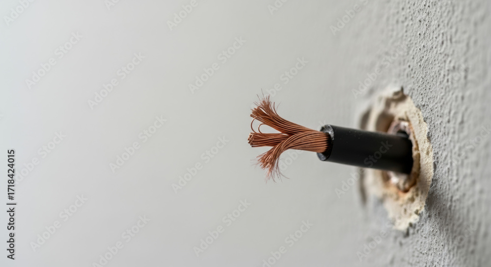 Photo Stock Exposed wire poking through plaster. Exposed wire creates ...
