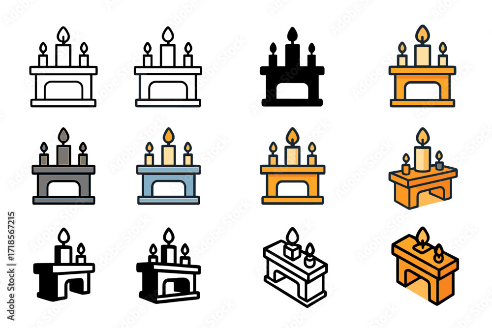 Church Altar Logos. Set Logo of Church Altar: candle-lit altar. Logo ...