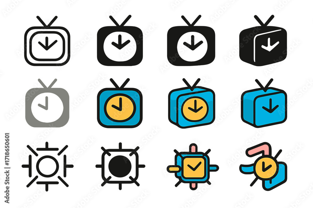 Vector de Stock TV Scheduling Logos. Set Logo of TV Production ...
