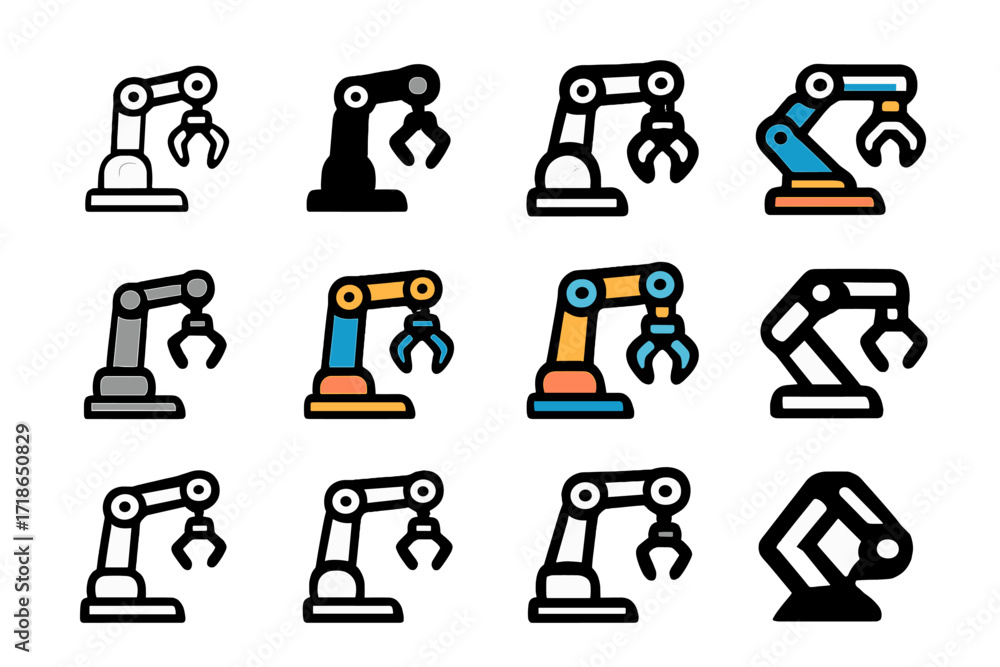 Factory Automation Logos. Set Logo of Factory automation system ...