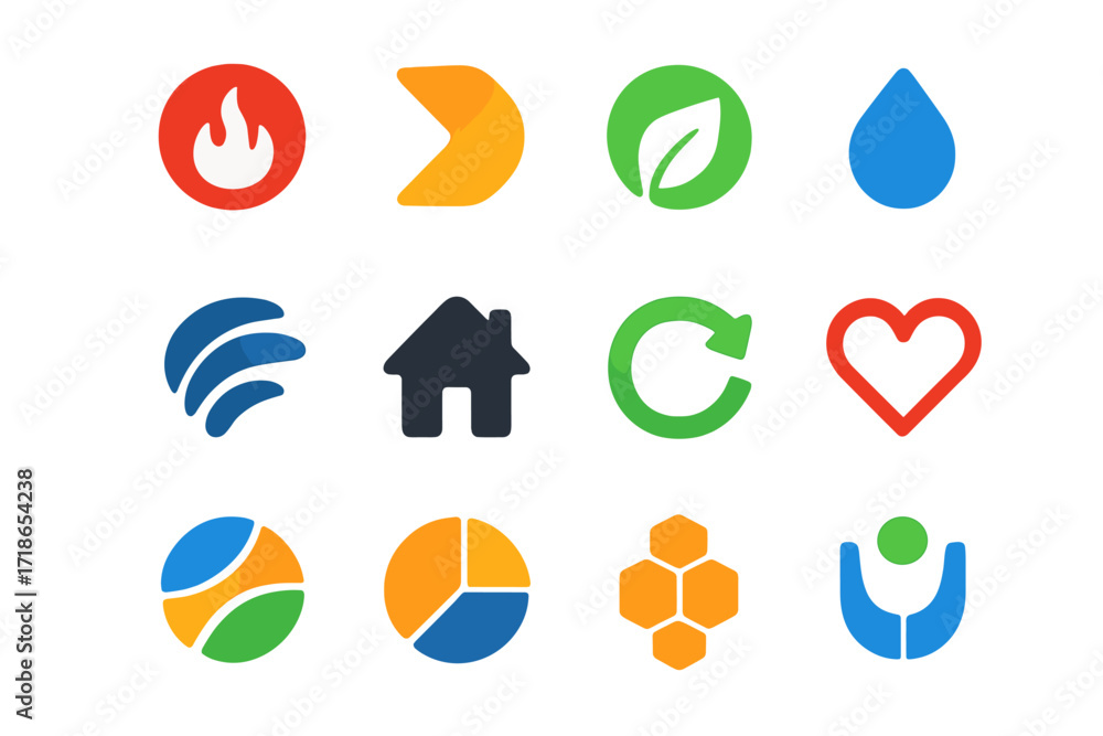 Grid of Logos. All logos equally spaced in a 3×4 grid (4 per row ...