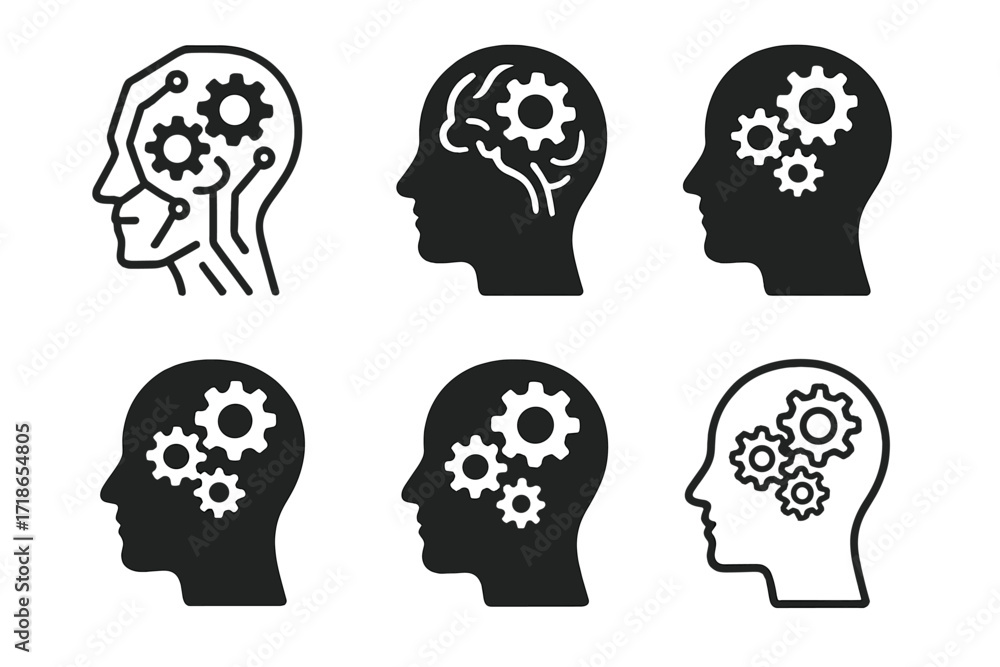 Stock-Vektorgrafik „Cognitive Gears Logos. Artificial Intelligence. Set ...